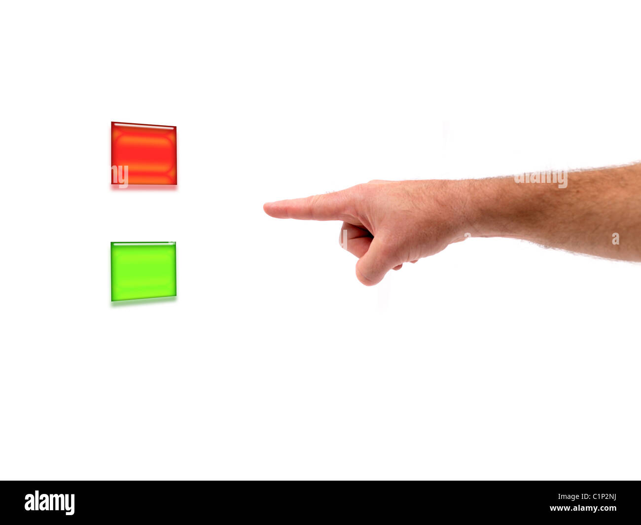 A male hand choosing yes or no Stock Photo - Alamy