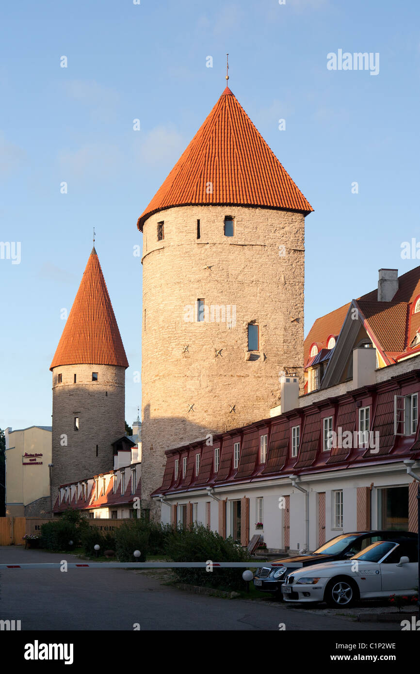 Picture of Medieval Old Tallinn Town Wall Towers in Estonia Stock Photo ...