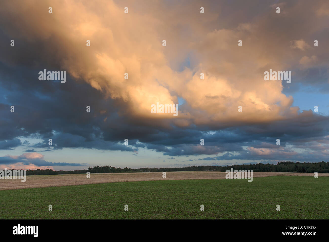 Storm clouds over rural landscape Stock Photo - Alamy