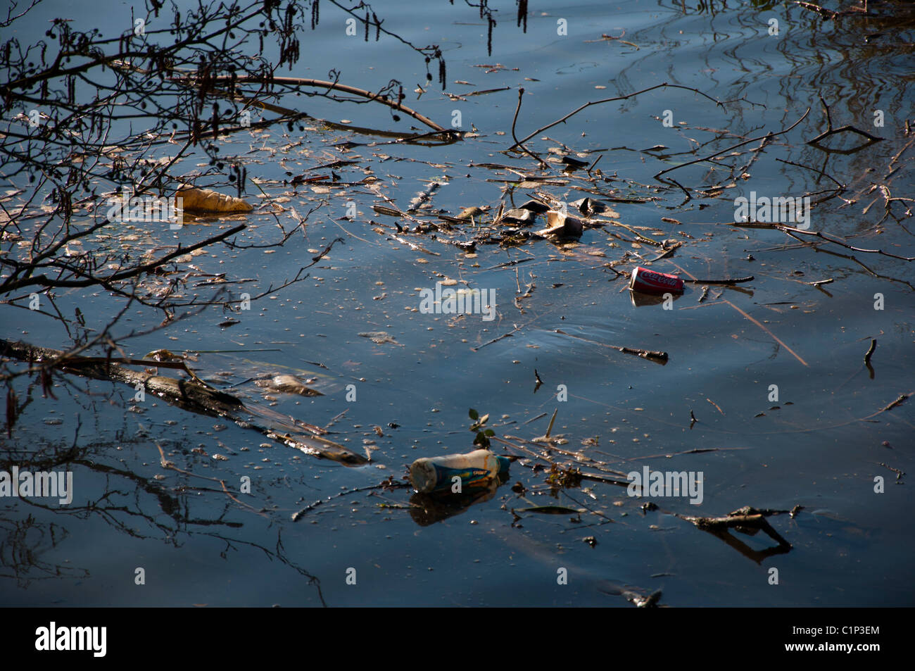 Rubbish litter in the Norfolk Broads Stock Photo - Alamy