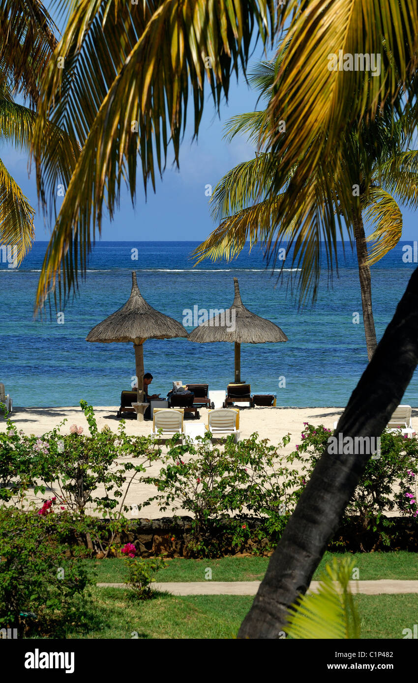 Mauritius Island, East coast, beach of the Imperial Sofitel hotel at ...
