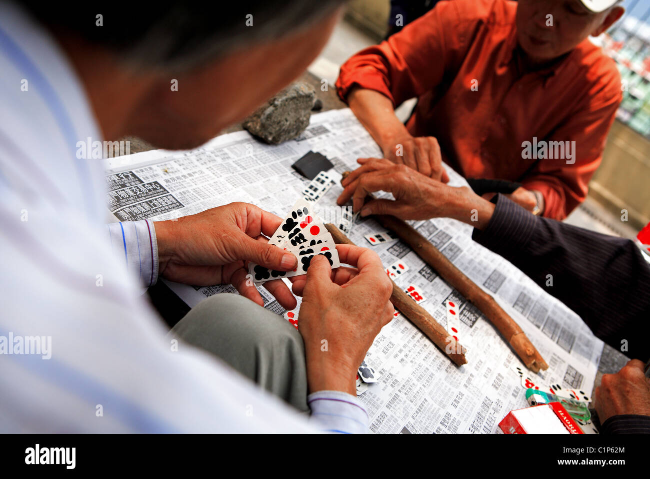 China, Macau, cards player in the Camoes garden Stock Photo - Alamy