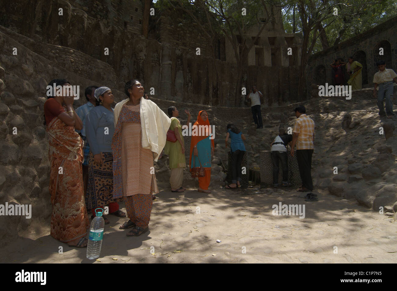 People enjoy the tourist attraction of the Rock Garden in Chandigarh ...