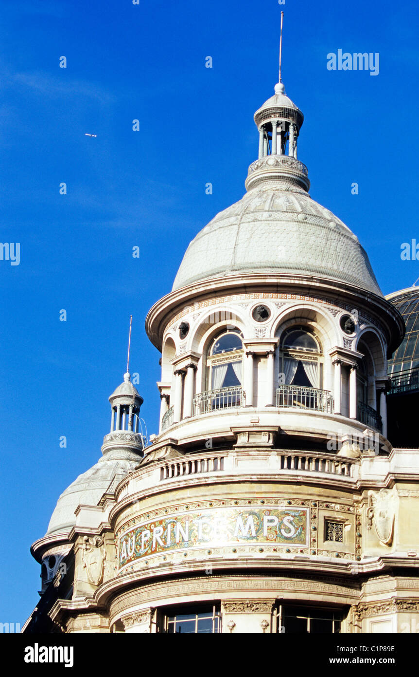 France, Paris, boulevard Haussmann, dome of the Printemps Stock Photo ...