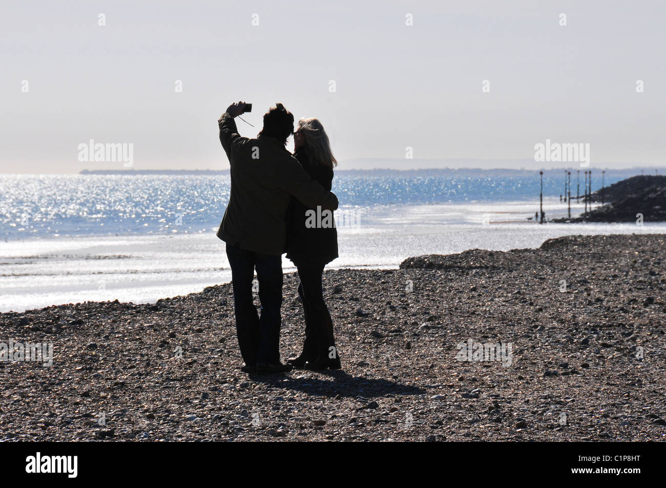 Climping beach couple hi-res stock photography and images - Alamy