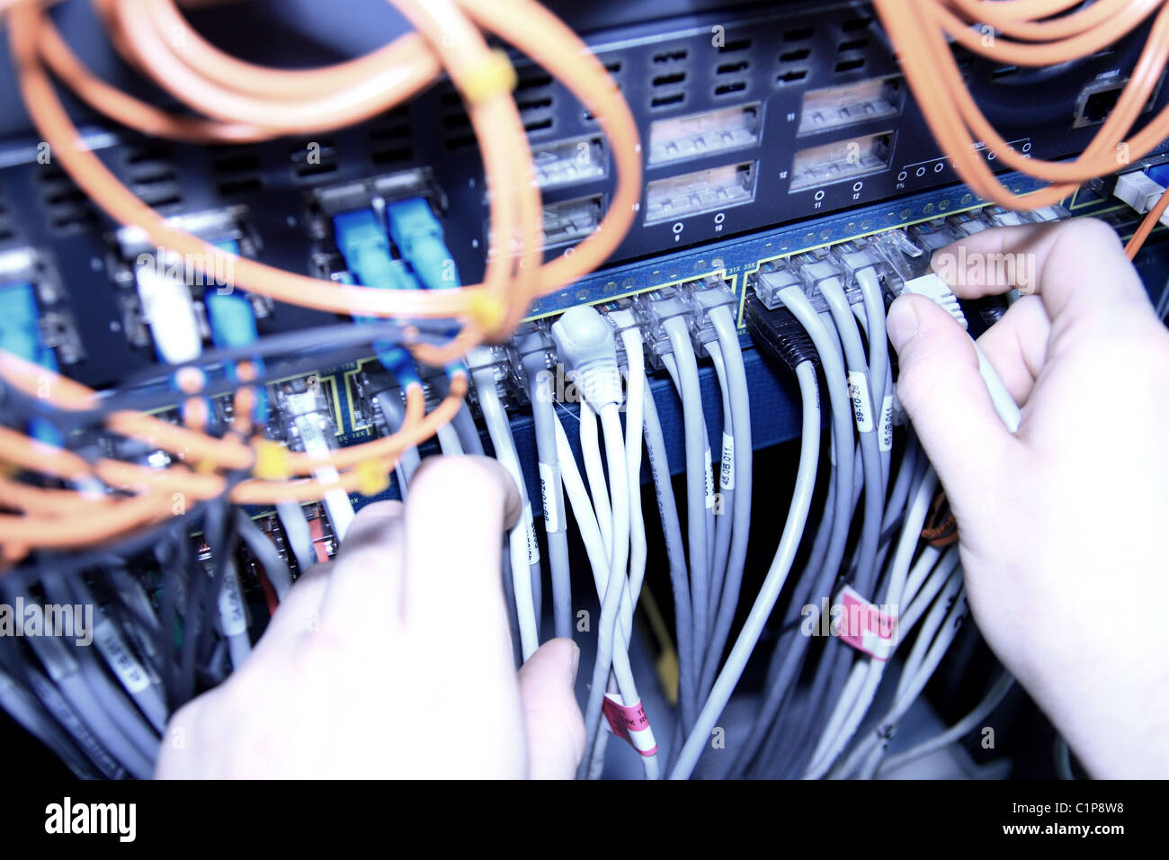 IT is testing a network switch on the server Stock Photo - Alamy