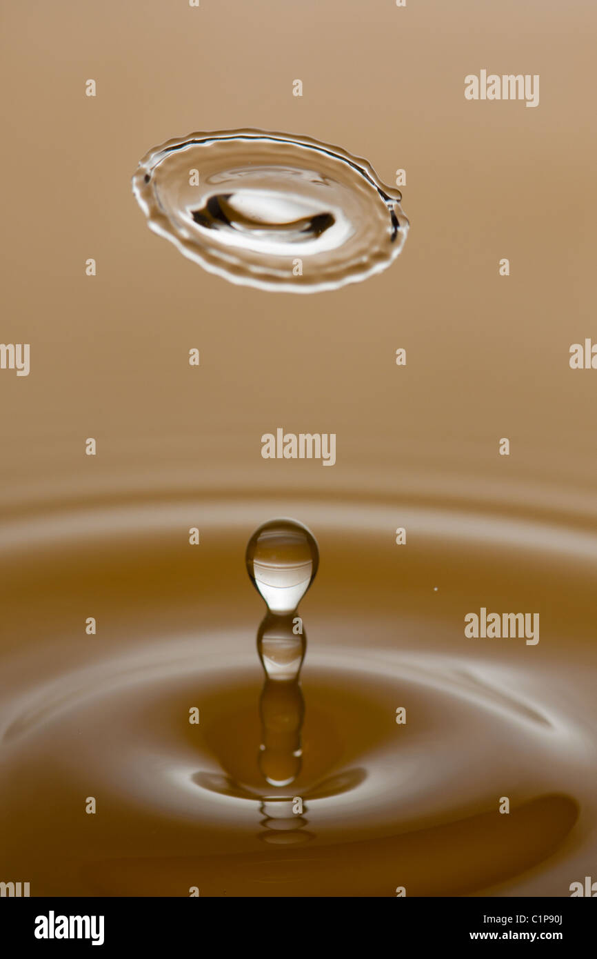 Water drop splashing macro with waves Stock Photo - Alamy