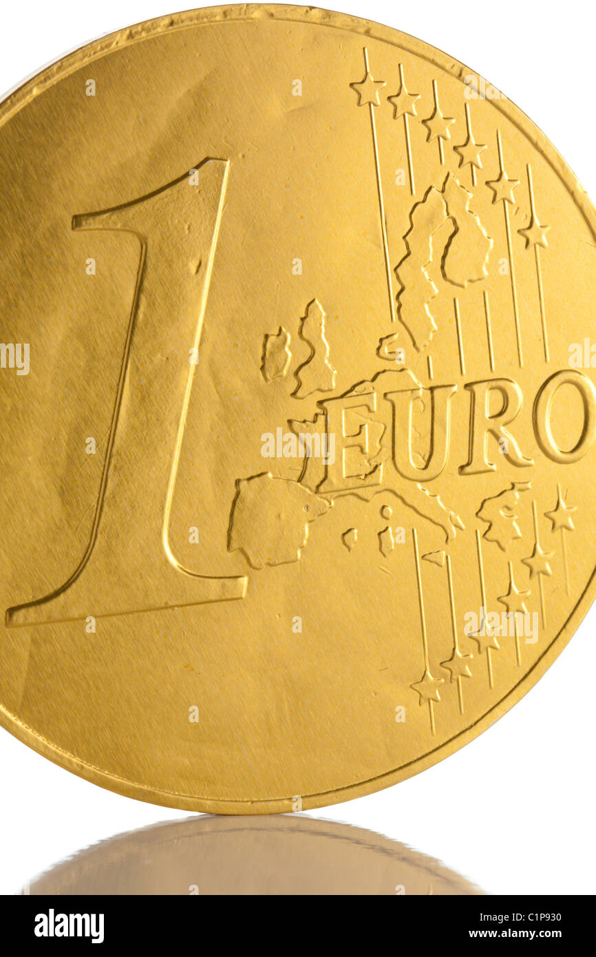 Euro coin on white background macro close up Stock Photo - Alamy