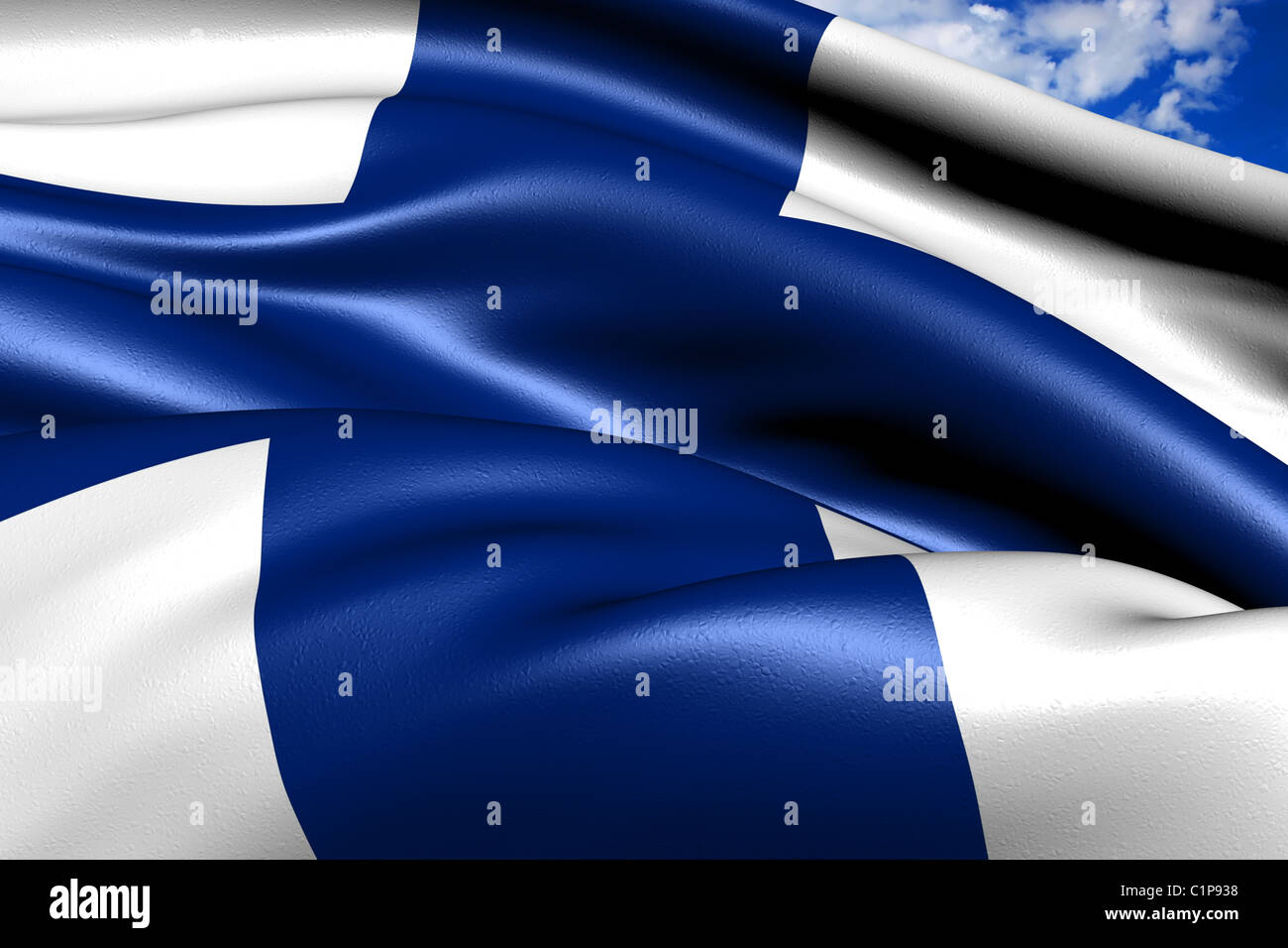 Finland flag realistic waving hi-res stock photography and images - Alamy