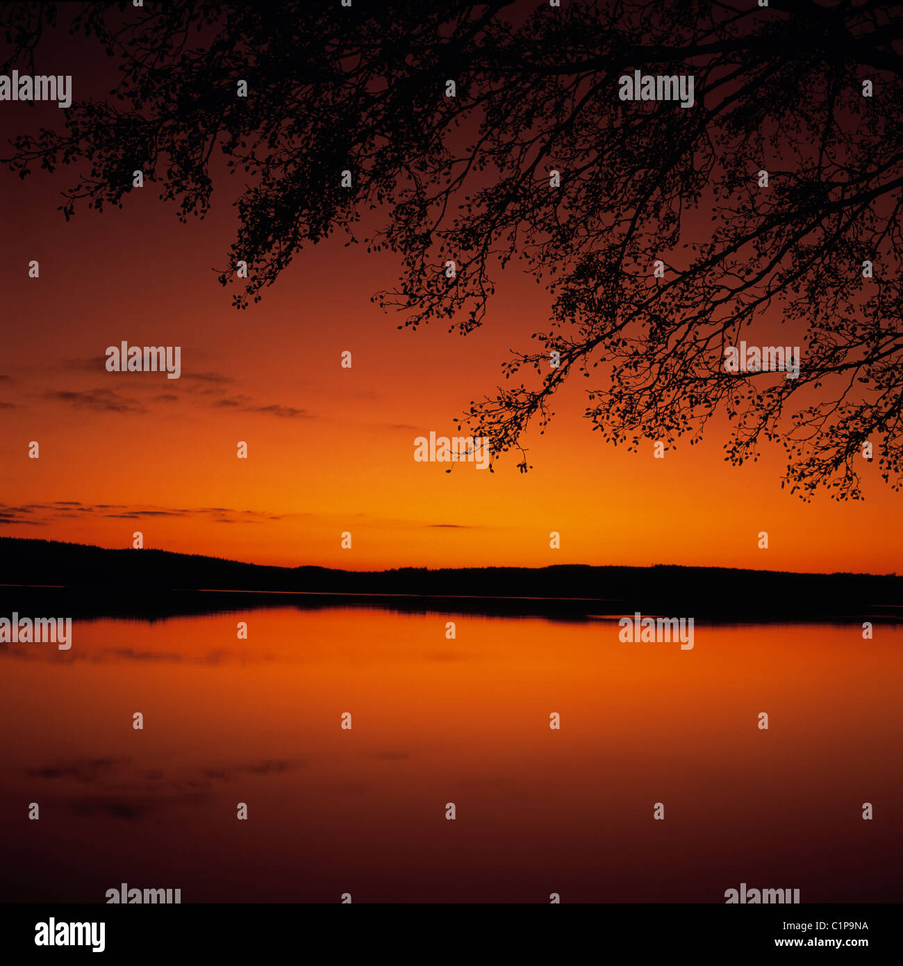 Lake at sunset Stock Photo - Alamy
