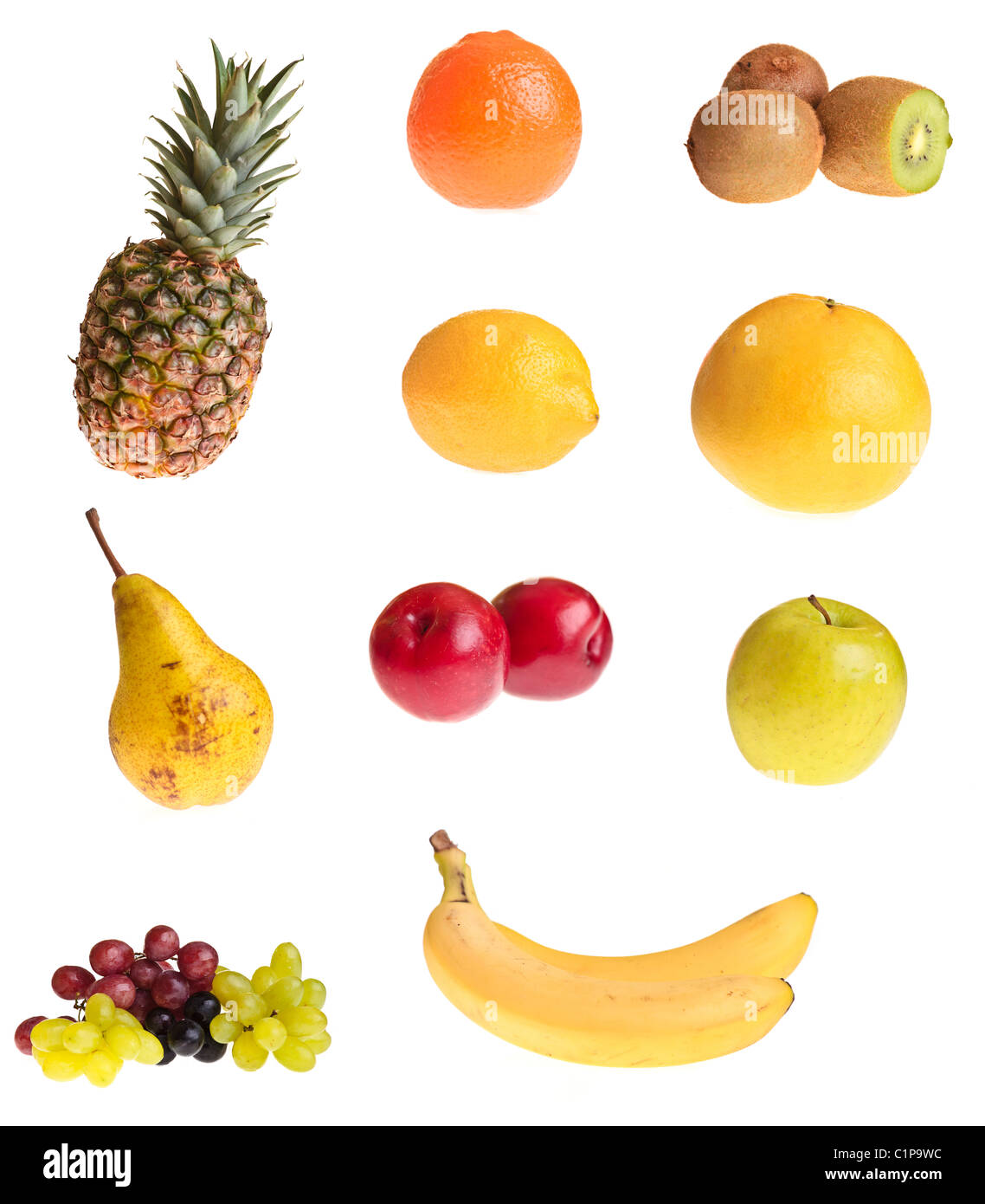 Different fruits on white isolated background Stock Photo - Alamy