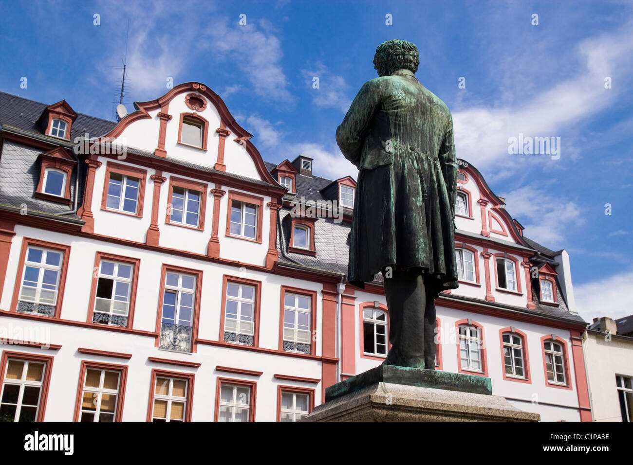 Germany, Koblenz, Goethe statue in Town Hall square Stock Photo - Alamy