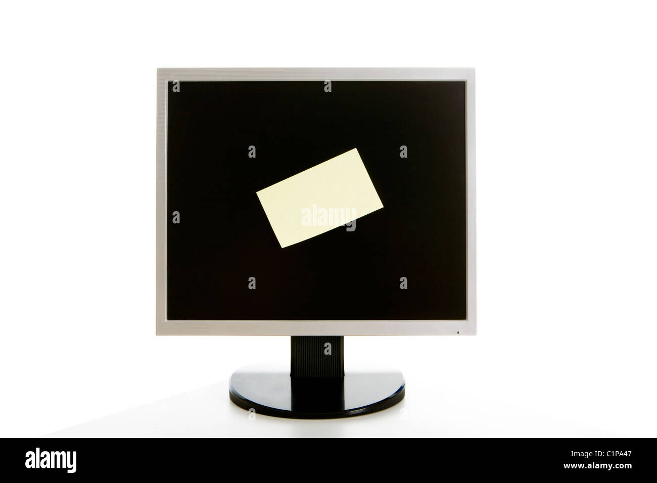 Image of computer monitor with sticky piece of note paper on it Stock ...