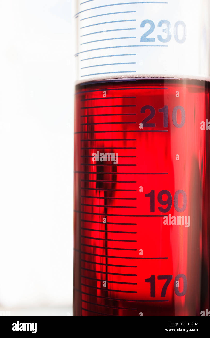 Graduated cylinder with red liquid Stock Photo - Alamy