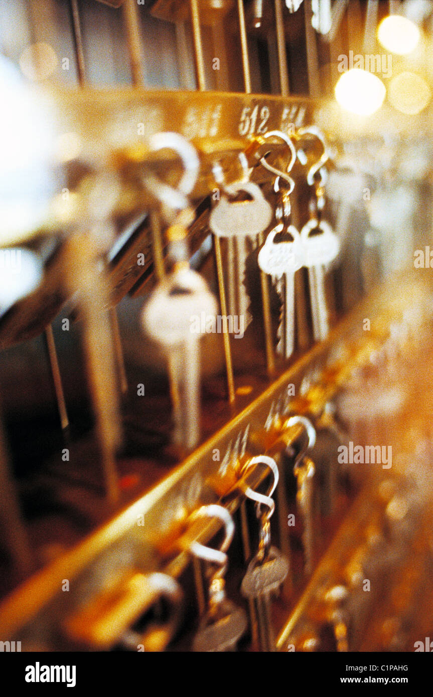 Row of hotel keys hi-res stock photography and images - Alamy