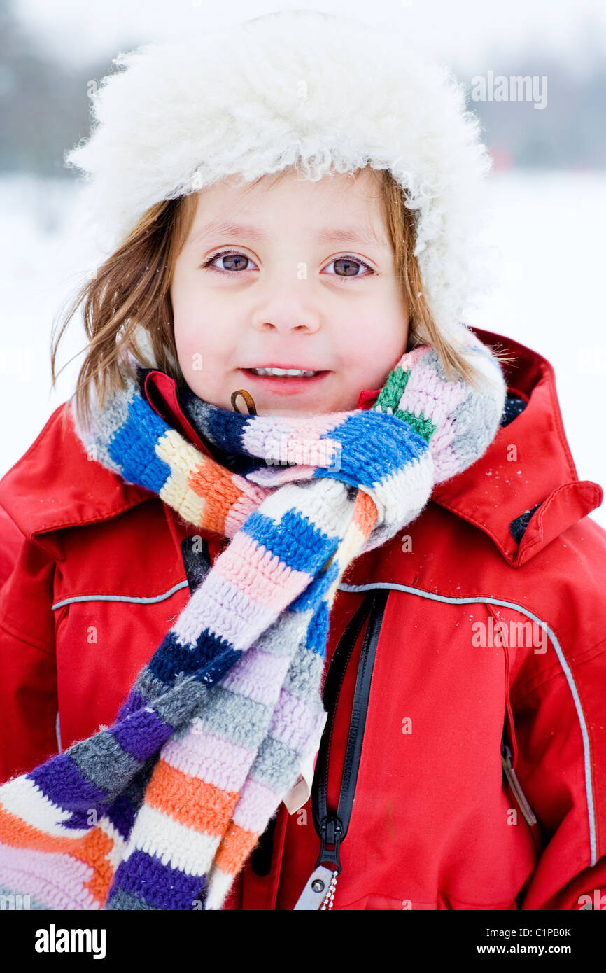Portrait of girl in winter clothing Stock Photo - Alamy