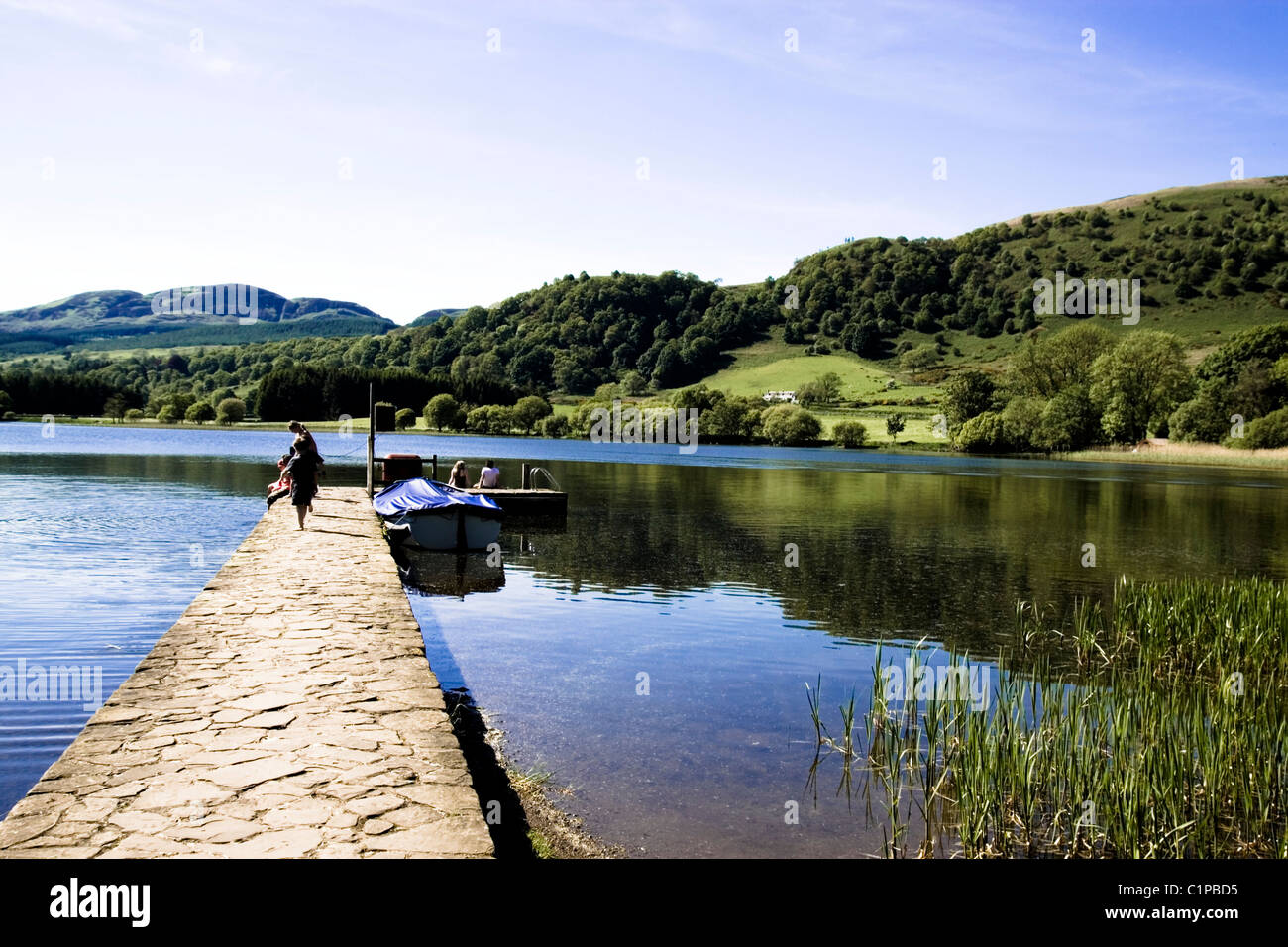 Scotland, Loch Lomond and Trossachs, Lake of Menteith, View of people ...