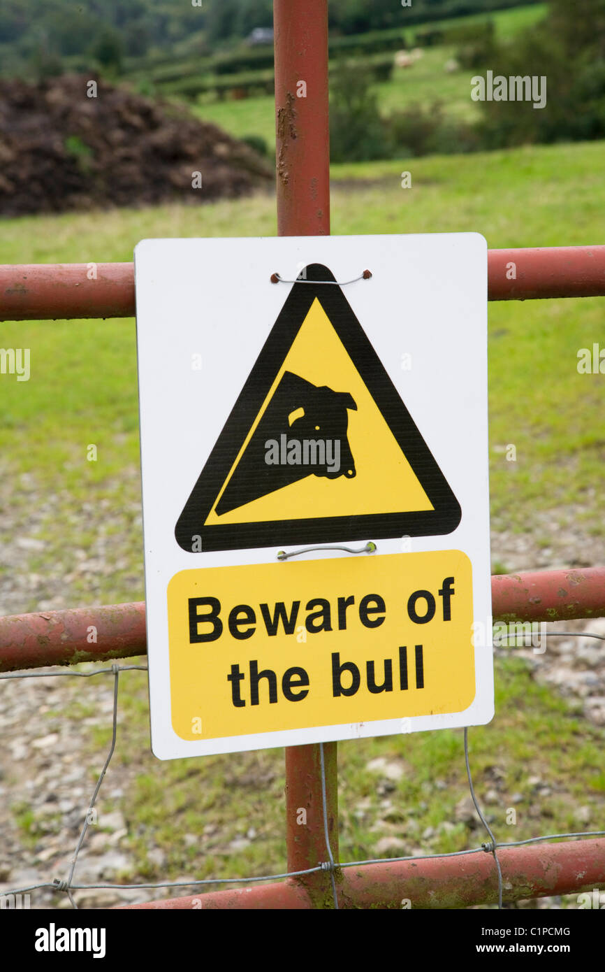 Beware bull warning sign on hi-res stock photography and images - Alamy