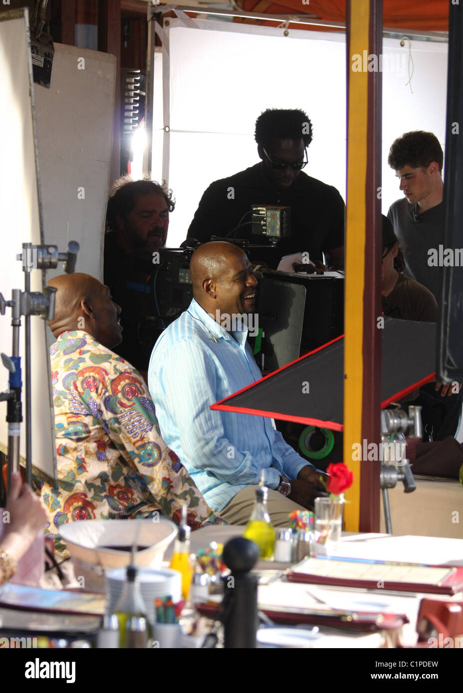 Forest Whitaker filming at Clafoutis in West Hollywood Los Angeles ...