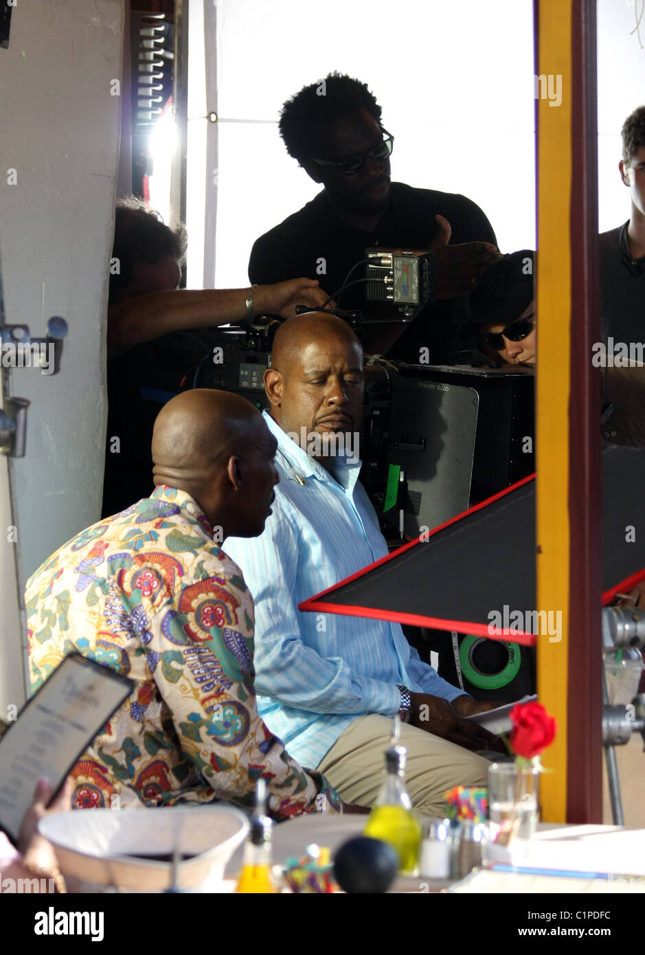 Forest Whitaker filming at Clafoutis in West Hollywood Los Angeles ...