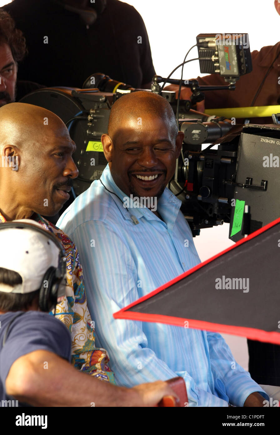 Forest Whitaker filming at Clafoutis in West Hollywood Los Angeles ...