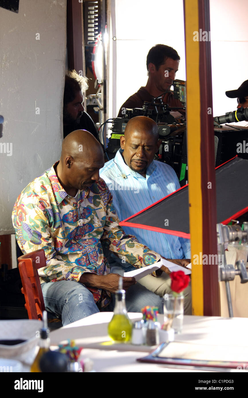 Forest Whitaker filming at Clafoutis in West Hollywood Los Angeles ...