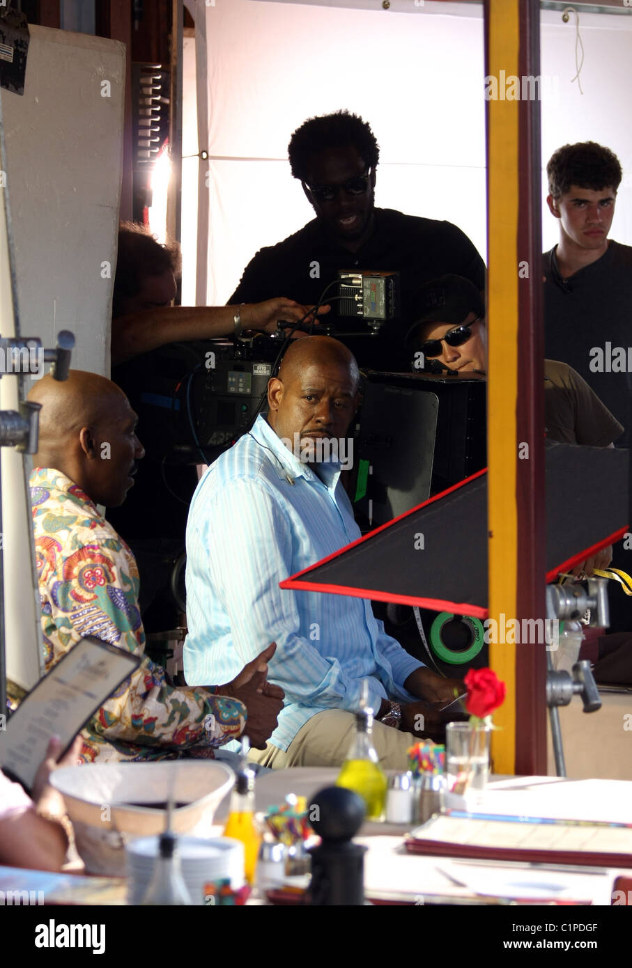Forest Whitaker filming at Clafoutis in West Hollywood Los Angeles ...