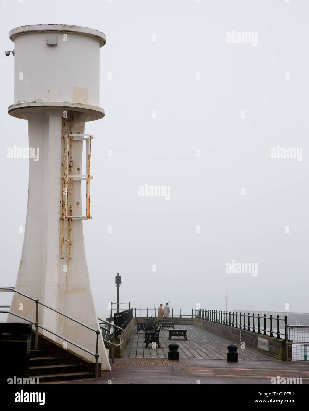 Littlehampton Lighthouse and Pier on a Misty Day Stock Photo - Alamy