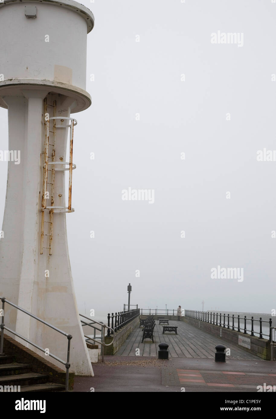 Littlehampton Lighthouse and Pier on a Misty Day Stock Photo - Alamy