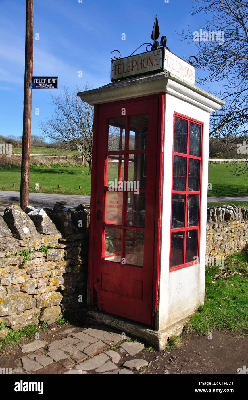 The old telephone box at the deserted village of Tyneham, East Dorset ...