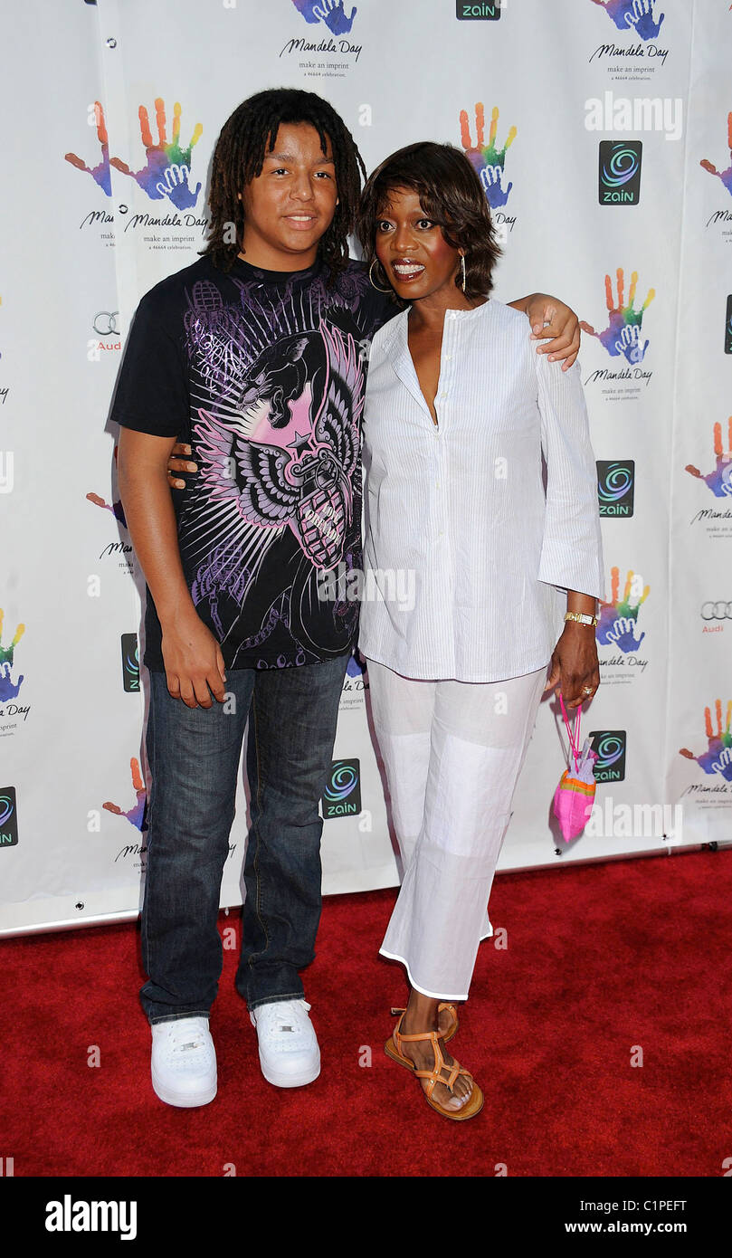 Alfre Woodard with her son Mandela Day: A 46664 Celebration Concert at ...
