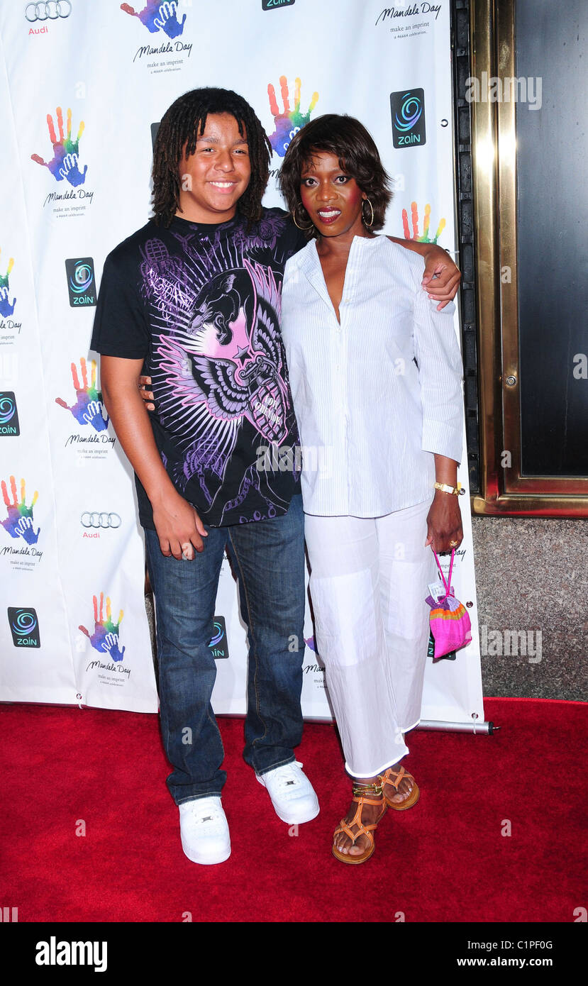Alfre Woodard with her son Mandela Day: A 46664 Celebration Concert at ...
