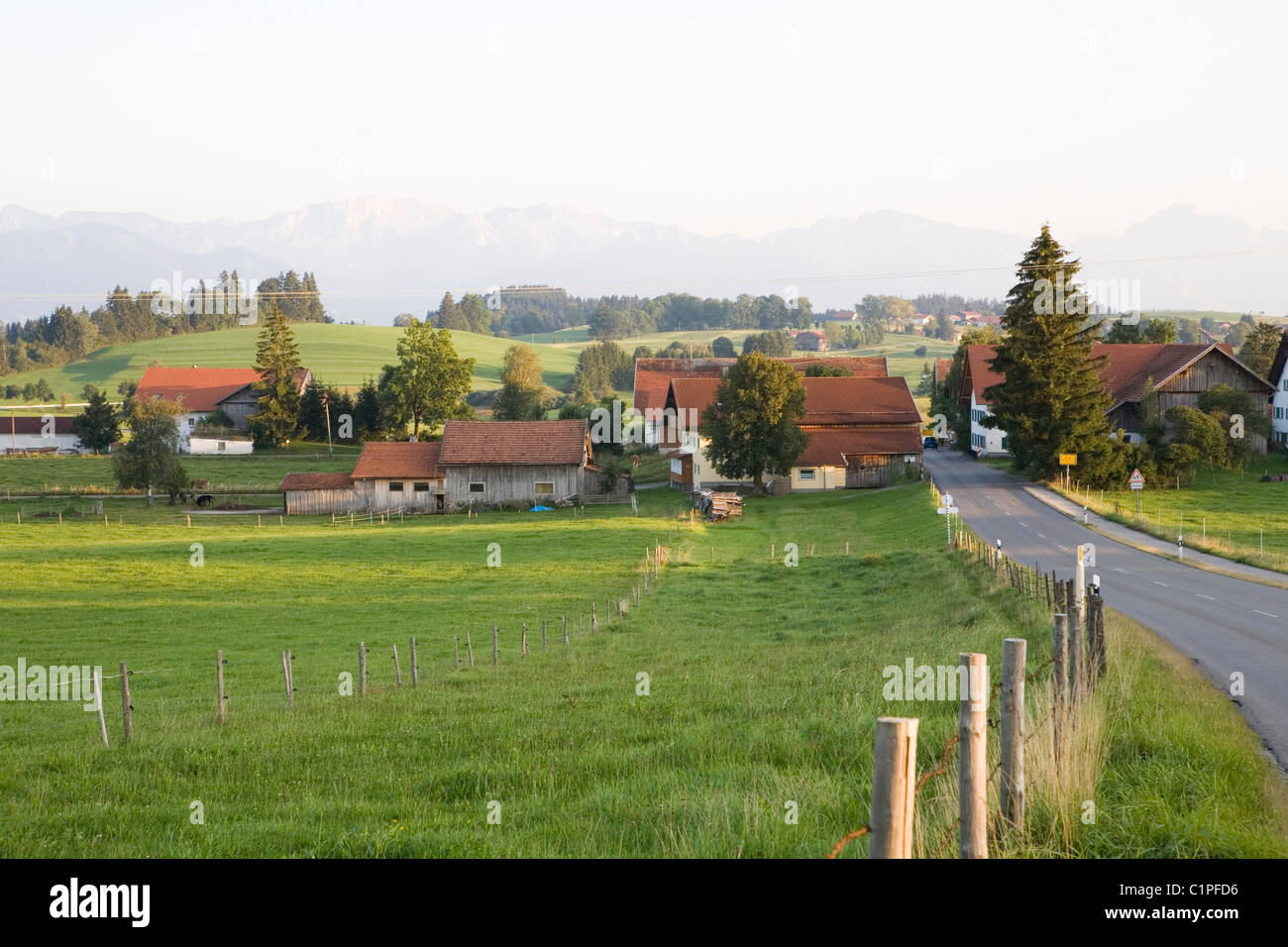 Germany, Bavaria, village with fields and country road Stock Photo - Alamy