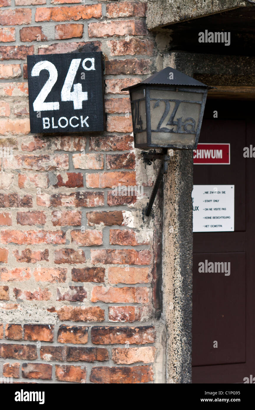 Prison block 24a at Auschwitz-Birkenau concentration camp, Poland Stock ...