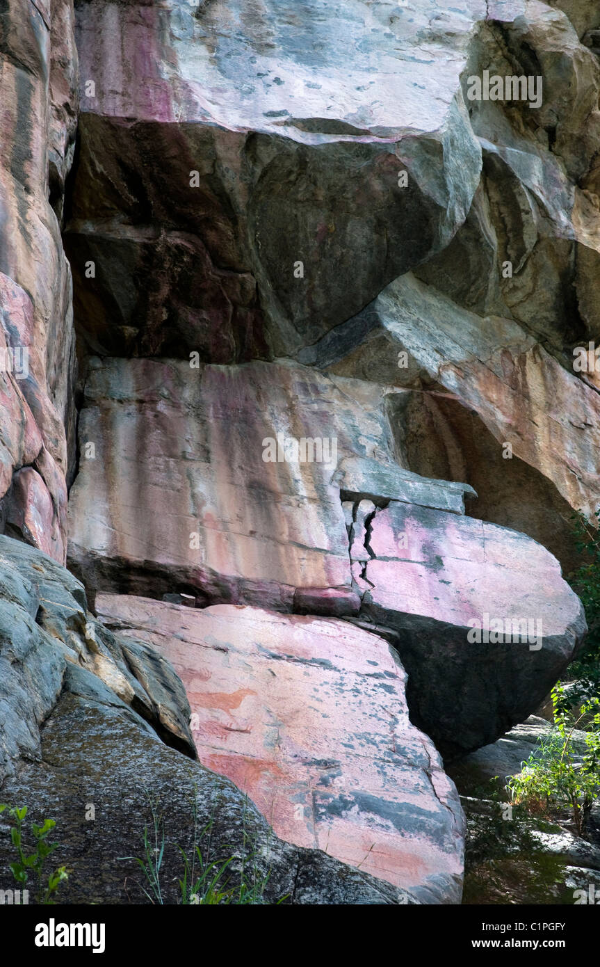 ancient san animal rock paintings, tsodilo hills, botswana, africa ...