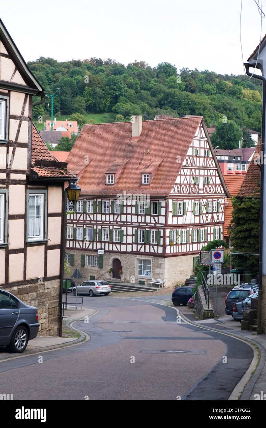 South Germany, Bavaria, Creglingen, street in town Stock Photo - Alamy