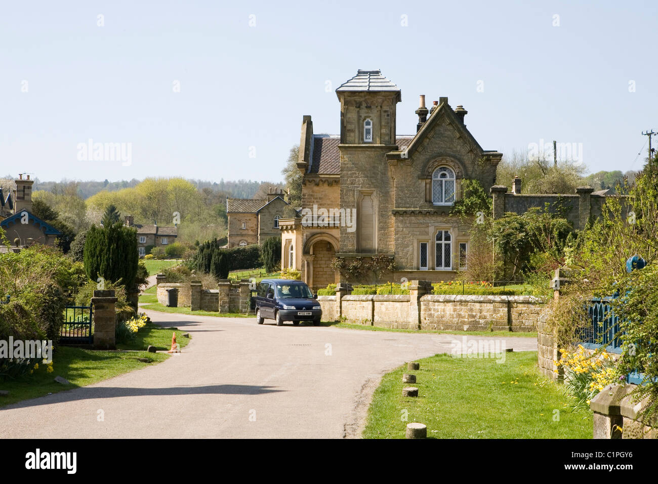 England, Peak District, Edensor, house in village Stock Photo - Alamy
