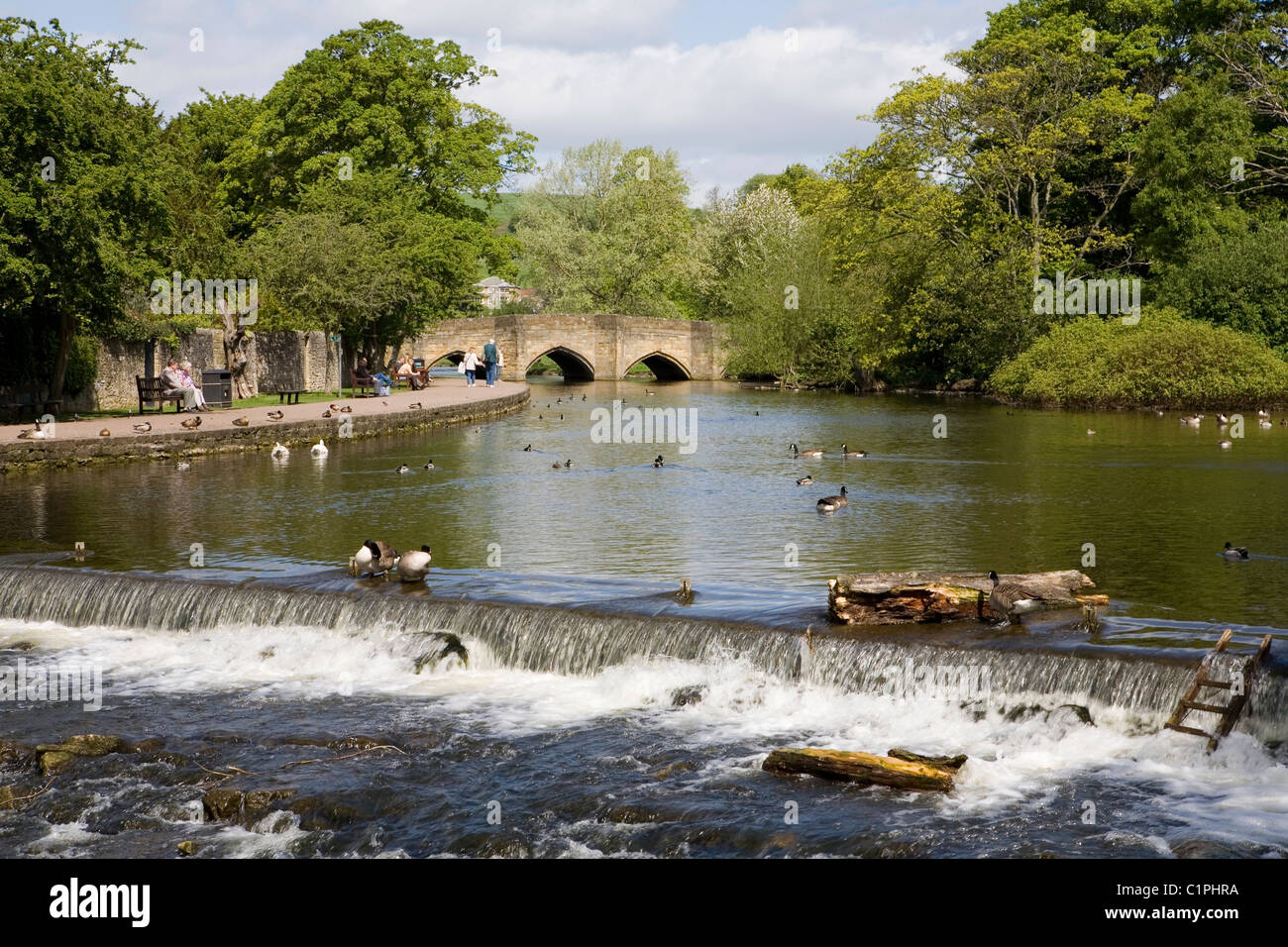 Bakewell bridge and weir on river wye hi-res stock photography and ...