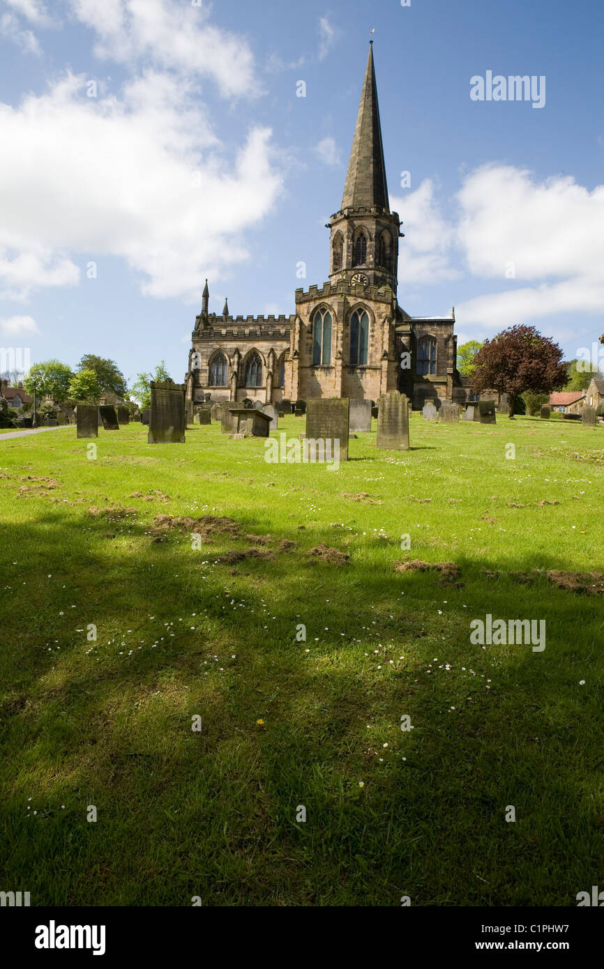 England, Derbyshire, Bakewell, All Saints Church and graveyard Stock ...