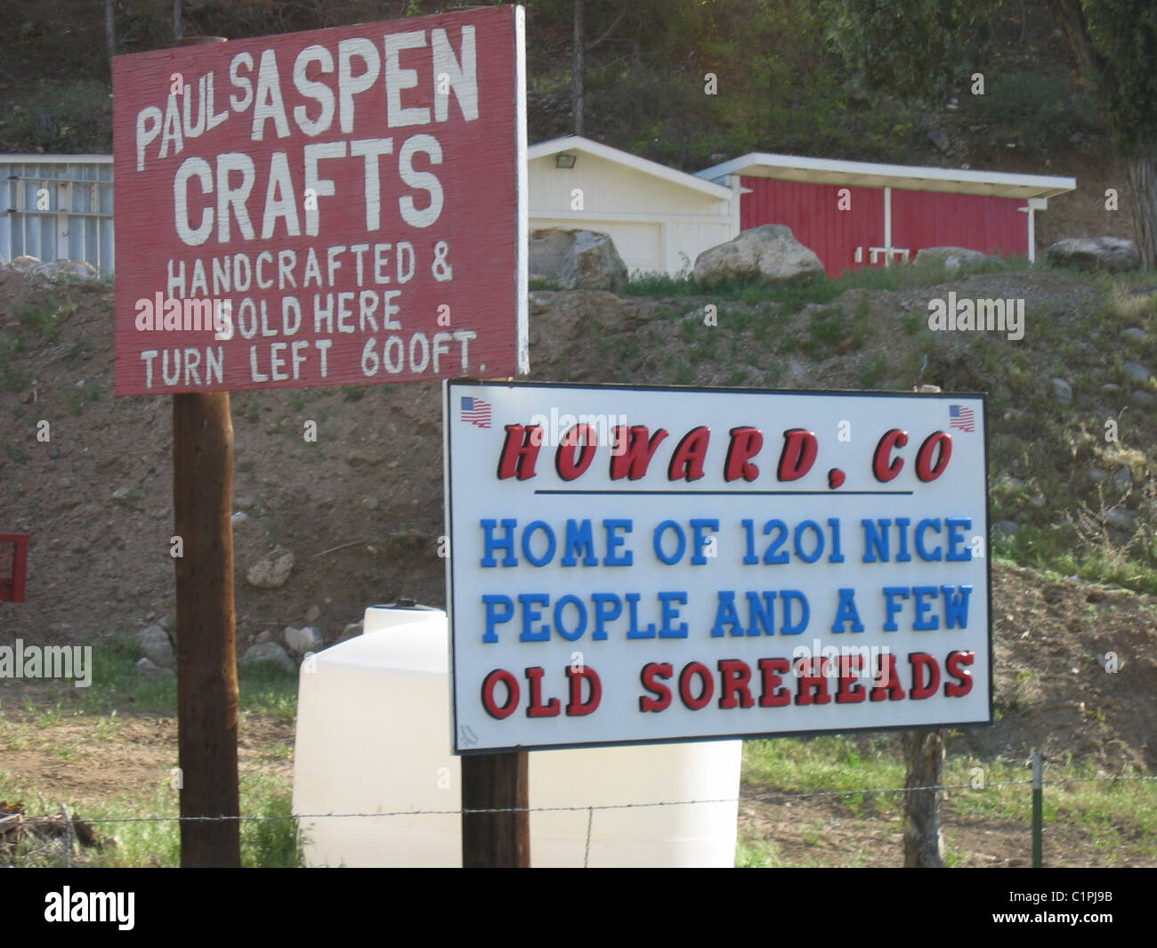 Local signs for Howard, a community in Fremont County, Colorado, USA ...