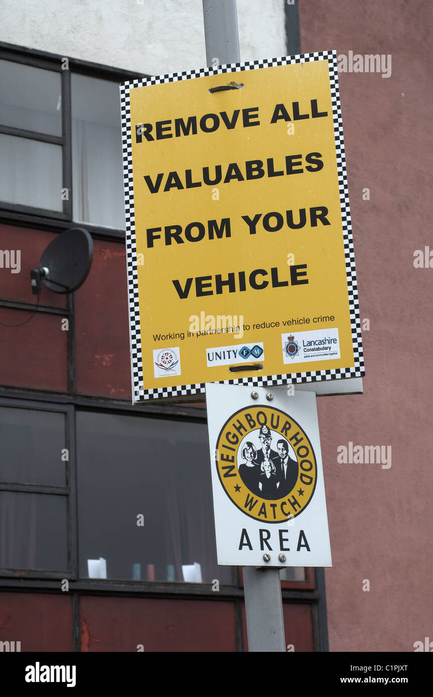 Signs from the British high street. British Police warning sign about ...