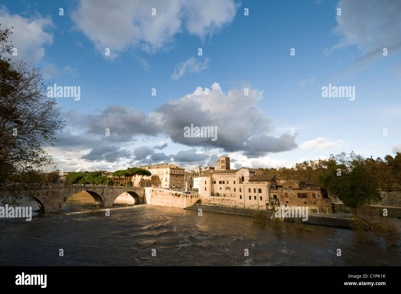View of the Pons Cestius, Ponte Cestio, Cestius' Bridge in Rome, Italy ...