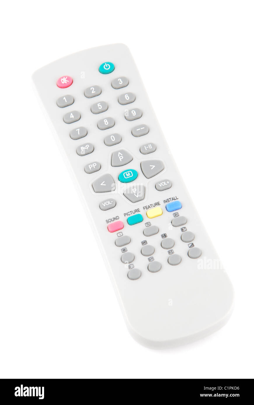 Grey remote control isolated on white background Stock Photo - Alamy