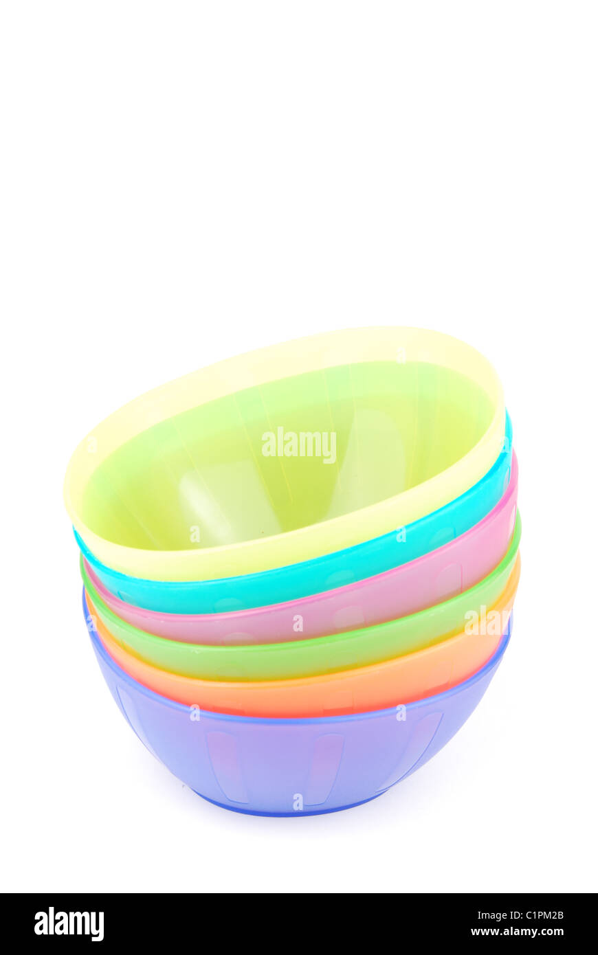 Stacked colorful bowls on white Stock Photo - Alamy
