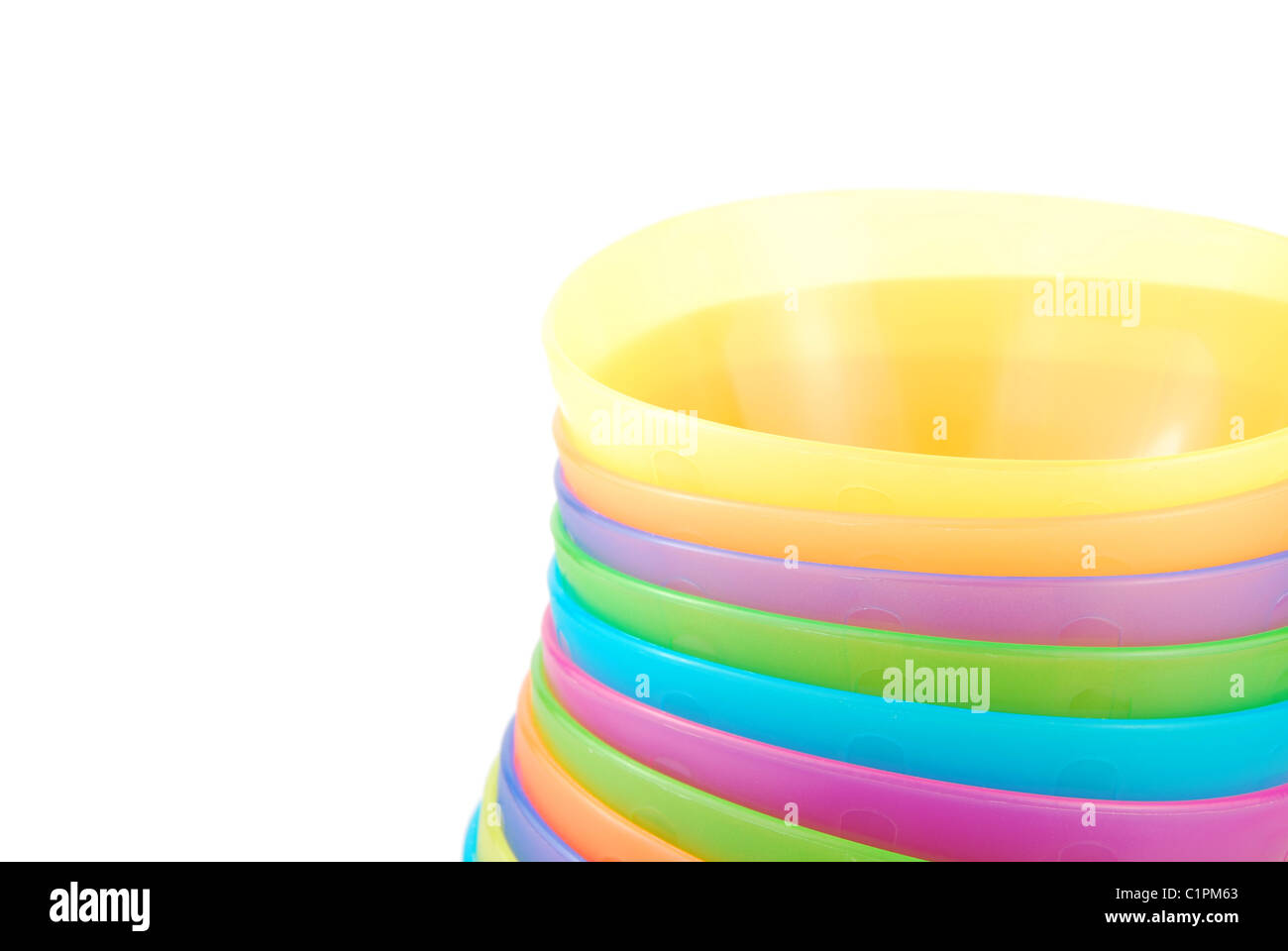 Stacked colorful bowls on white Stock Photo - Alamy