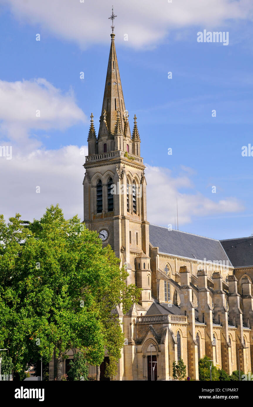 Church of Sable sur Sarthe in the region of Pays-de-la-Loire in north ...