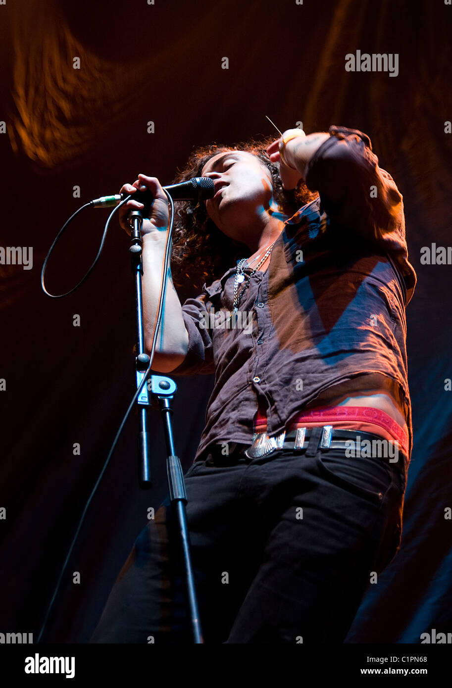 Alex Vargas of Vagabond support McFly at the Liverpool Echo Arena as ...
