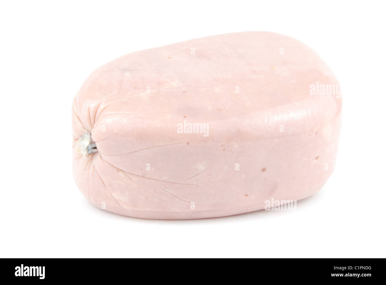 one ham piece wrapped on plastic isolated on white background Stock ...