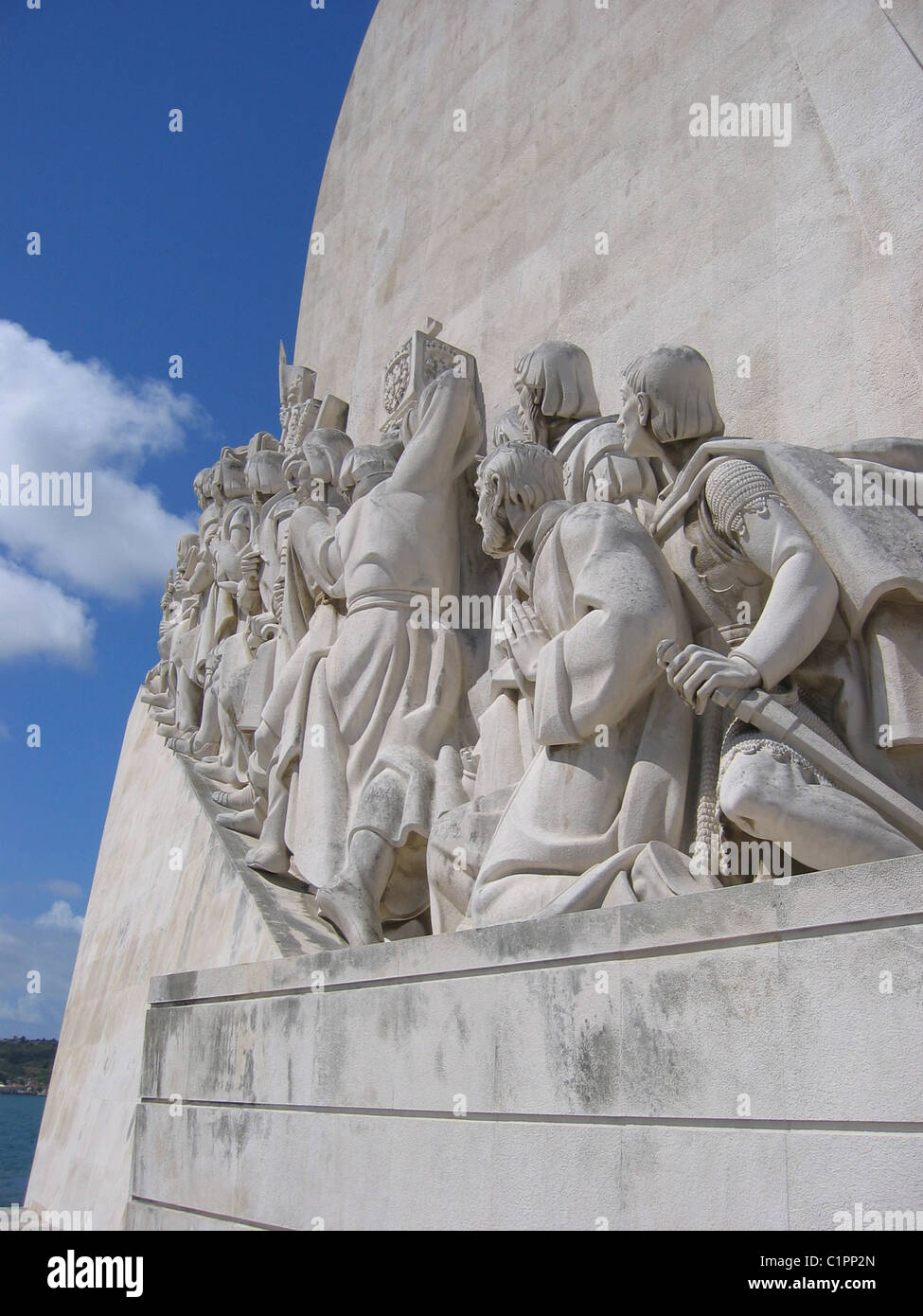 Lisbon, Portugal. View of the sculptured figures on the outside of the ...