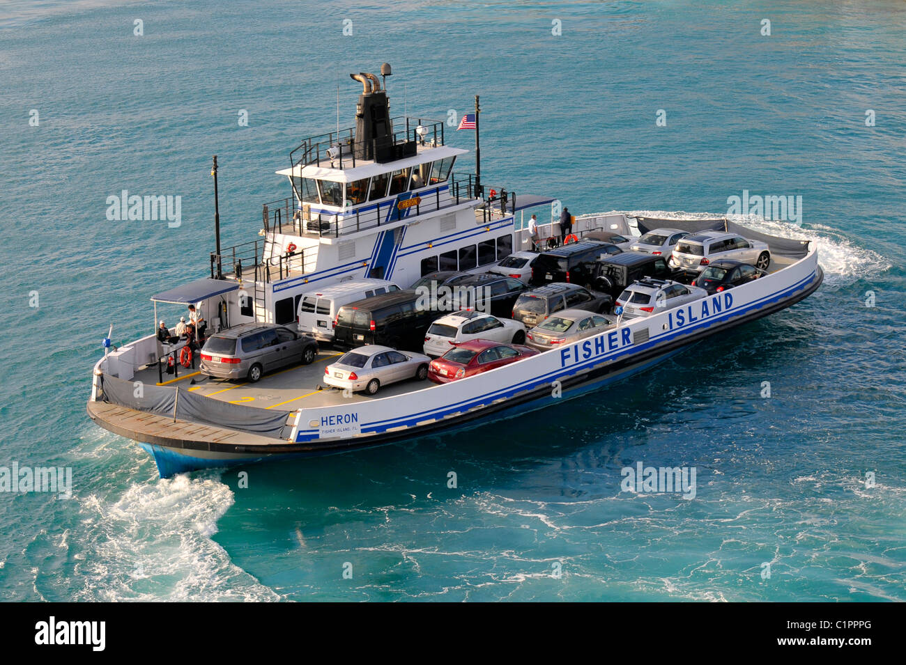 Car Ferry transports automobiles from Fisher Island to Miami Florida ...